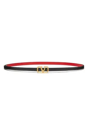 Valentino Garavani Valentino Garavani VLOGO Buckle Reversible Leather Belt Black/ Red