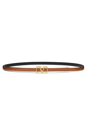 Valentino Garavani Valentino Garavani VLOGO Buckle Reversible Leather Belt Brown/ Black
