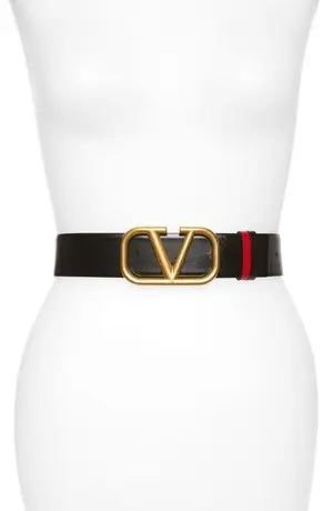 VALENTINO Valentino Garavani VLOGO Buckle Reversible Leather Belt