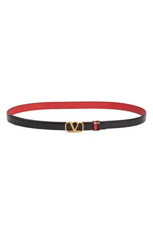 Valentino Garavani Valentino Garavani VLOGO Buckle Reversible Leather Belt Nero/rouge