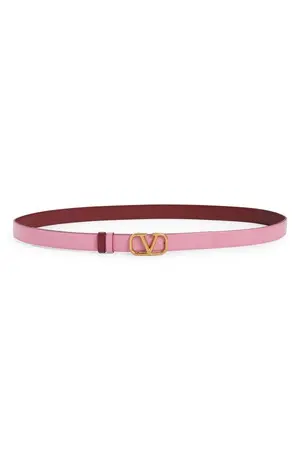 Valentino Garavani Valentino Garavani VLOGO Buckle Reversible Leather Belt Pink