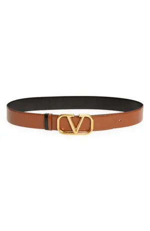 Valentino Garavani Vlogo Buckle Reversible Leather Belt - Selleria/ Nero