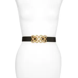 RAINA BELTS Torchon Buckle Leather Belt - Black