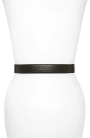 RAINA BELTS Rider Circle Clasp Leather Belt - Black