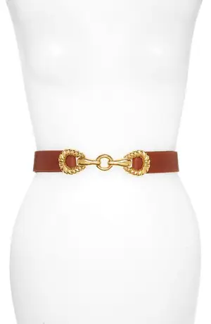 RAINA BELTS Raina Rider Circle Clasp Leather Belt Cognac