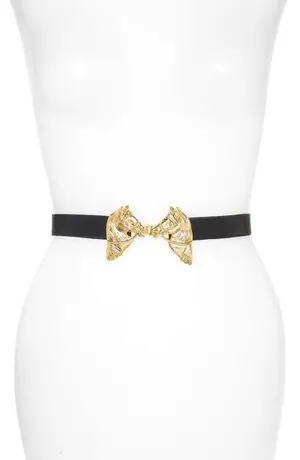 RAINA BELTS Harvey Horse Clasp Leather Belt - Navy