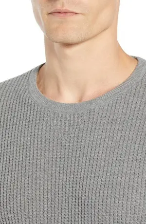 Billy Reid Regular Fit Waffle Crewneck Pullover - Grey