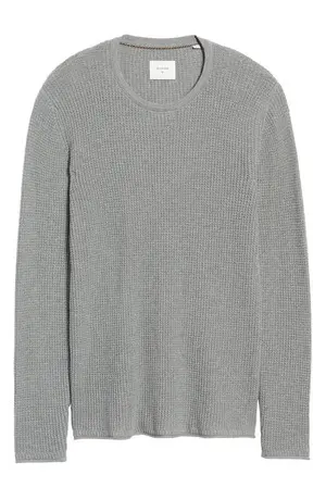 Billy Reid Regular Fit Waffle Crewneck Pullover - Grey
