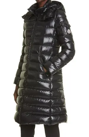 Moncler Moka Water Resistant Long Hooded Down Puffer Parka - Black