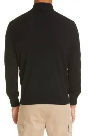 Brunello Cucinelli Quarter Zip Cashmere Pullover - Black