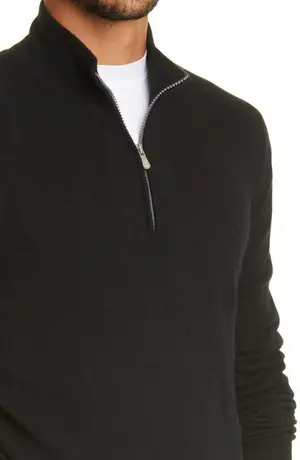 Brunello Cucinelli Quarter Zip Cashmere Pullover - Black