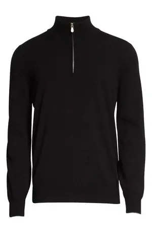 Brunello Cucinelli Quarter Zip Cashmere Pullover - Black