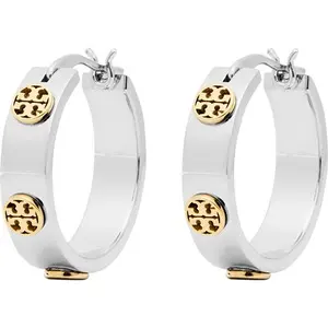 Tory Burch Icon Hoop Earrings - Tory Silver/tory Gold