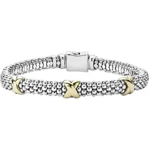 Lagos Two-tone Caviar Beaded Bracelet - Silver/gold