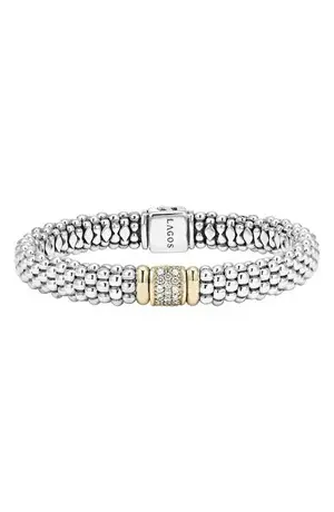 Lagos Diamond And Caviar Station Bracelet - Sterling Silver/gold