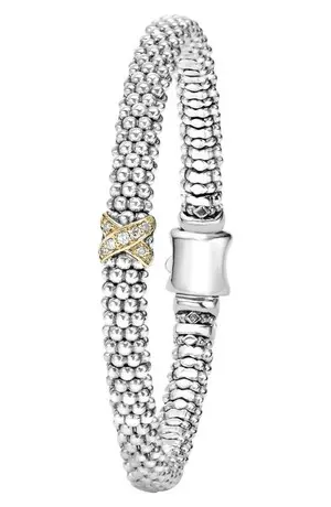 Lagos Signature Caviar Diamond Rope Bracelet - Sterling Silver