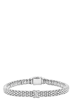 Lagos LAGOS Signature Caviar Diamond Rope Bracelet Sterling Silver