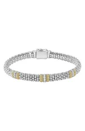 Lagos Caviar Diamond Station Bracelet - Silver/gold/diamond