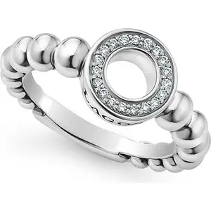 Lagos Caviar Spark Diamond Open Circle Ring - Diamond/silver