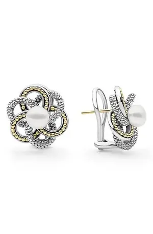 Lagos Luna Knot Cultured Pearl Studs - Pearl/silver