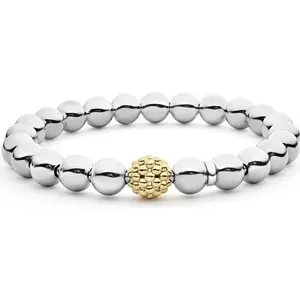Lagos Signature Caviar Stretch Bracelet - Two-tone