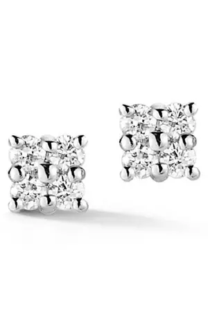 DANA REBECCA DESIGNS Dana Rebecca Designs Mini Diamond Square Stud Earrings White Gold