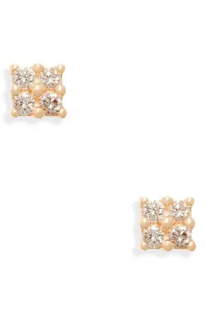 DANA REBECCA DESIGNS Mini Diamond Square Stud Earrings - Yellow Gold