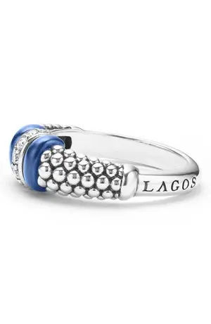 Lagos Blue Caviar Diamond Link Ring - Ultramarine