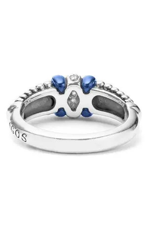 Lagos Blue Caviar Diamond Link Ring - Ultramarine