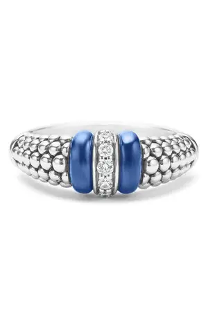 Lagos Blue Caviar Diamond Link Ring - Ultramarine