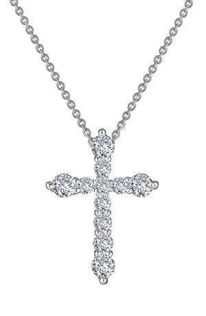 Lafonn Lafonn Classic Simulated Diamond Cross Pendant Necklace Clear/ Silver