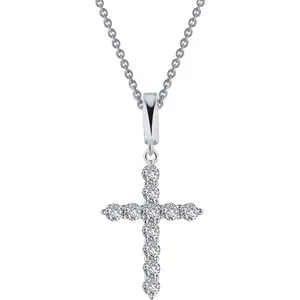 Lafonn Classic Simulated Diamond Cross Pendant Necklace - Silver/ Clear
