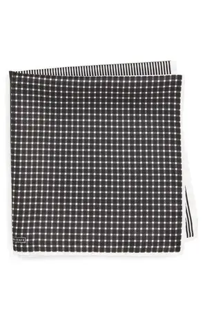 Nordstrom Panel Silk Pocket Square Black