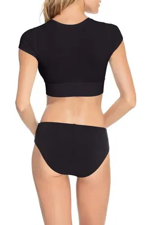 Robin Piccone Ava Knot Front Tee Bikini Top - Black