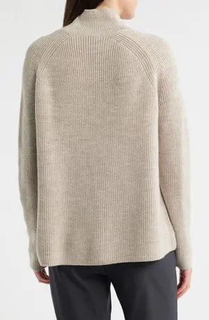 Eileen Fisher Raglan Sleeve Merino Wool Turtleneck Sweater