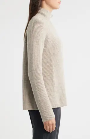 Eileen Fisher Raglan Sleeve Merino Wool Turtleneck Sweater