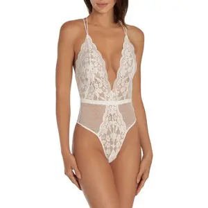 IN BLOOM BY JONQUIL Plunge Neck Lace Thong Teddy - Ivory