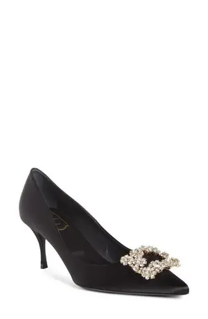 ROGER VIVIER Sin Crystal Buckle Pointed Toe Pump