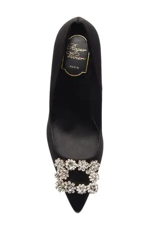 ROGER VIVIER Sin Crystal Buckle Pointed Toe Pump