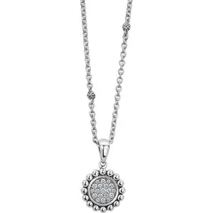 Lagos Caviar Spark Diamond Pavé Circle Pendant Necklace - Silver