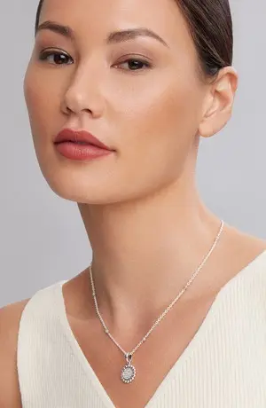 Lagos Caviar Spark Diamond Pavé Circle Pendant Necklace - Silver