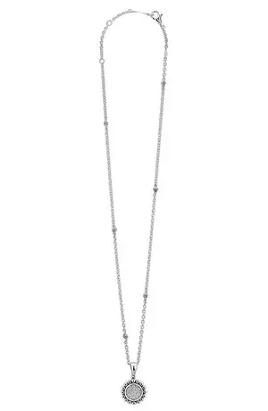 Lagos Caviar Spark Diamond Pavé Circle Pendant Necklace - Silver