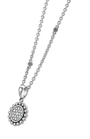 Lagos Caviar Spark Diamond Pavé Circle Pendant Necklace - Silver