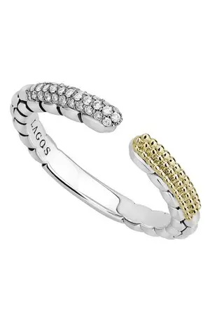 Lagos Caviar Lux Open Stacking Diamond Ring - Two Tone/diamond