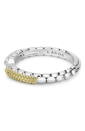 Lagos Caviar Lux Open Stacking Diamond Ring - Two Tone/diamond