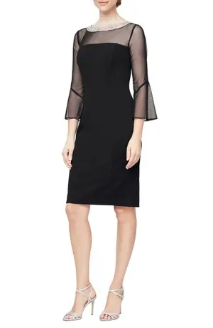 Alex Evenings Embellished Shift Cocktail Dress - Black
