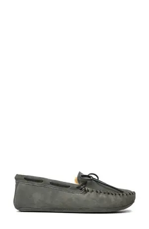 Minnetonka Genuine Shearling Lined Slipper - Grey Suede