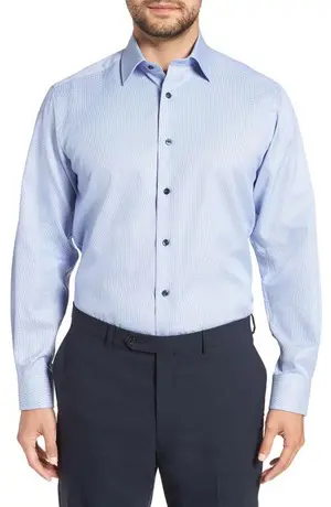 David Donahue David Donahue Regular Fit Superfine Twill Dress Shirt Blue