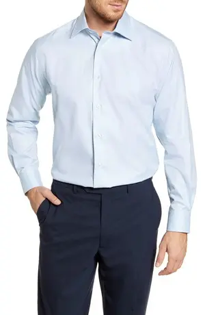 David Donahue David Donahue Regular Fit Superfine Twill Dress Shirt Grass