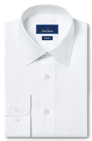 David Donahue Regular Fit Superfine Twill Dress Shirt - White